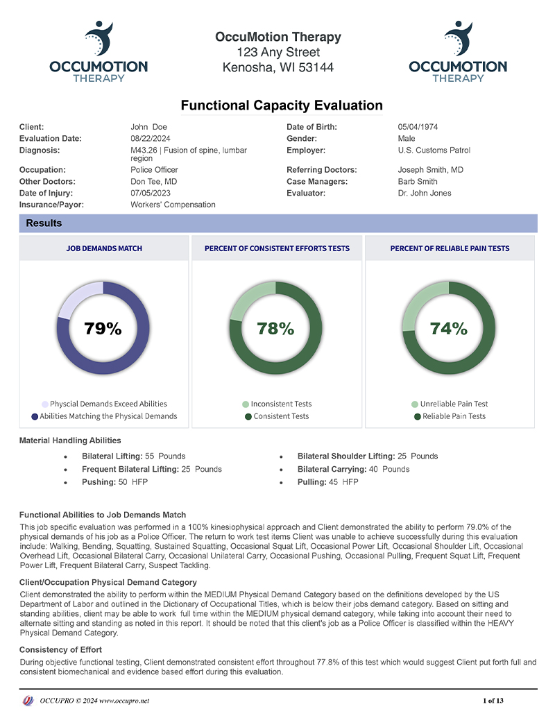 Functional Capacity Evaluation (FCE) Software | OccuPro